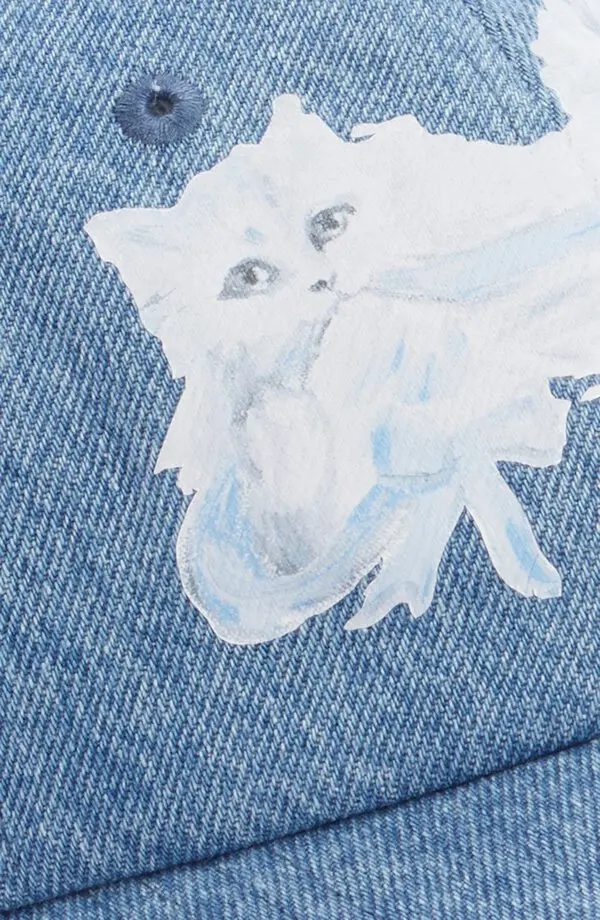 Acne Studios X Karen Kilimnik Carliy Cat Print Denim Baseball Cap